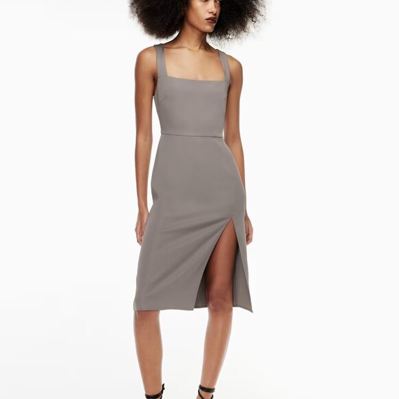 Aritzia | Dresses | Aritzia Babaton 9s Slit Midi Dress Squareneck Satin ...